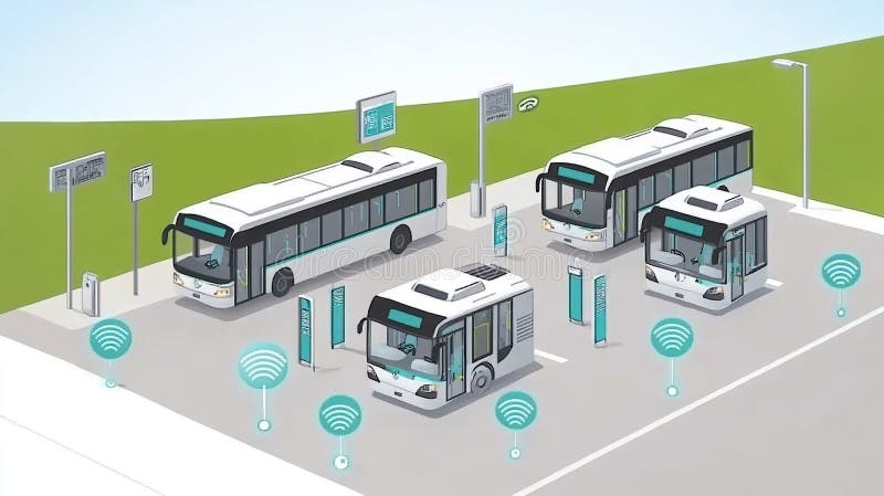 Smart Buses Charging at Suburban Station Stock Image - Image of ...