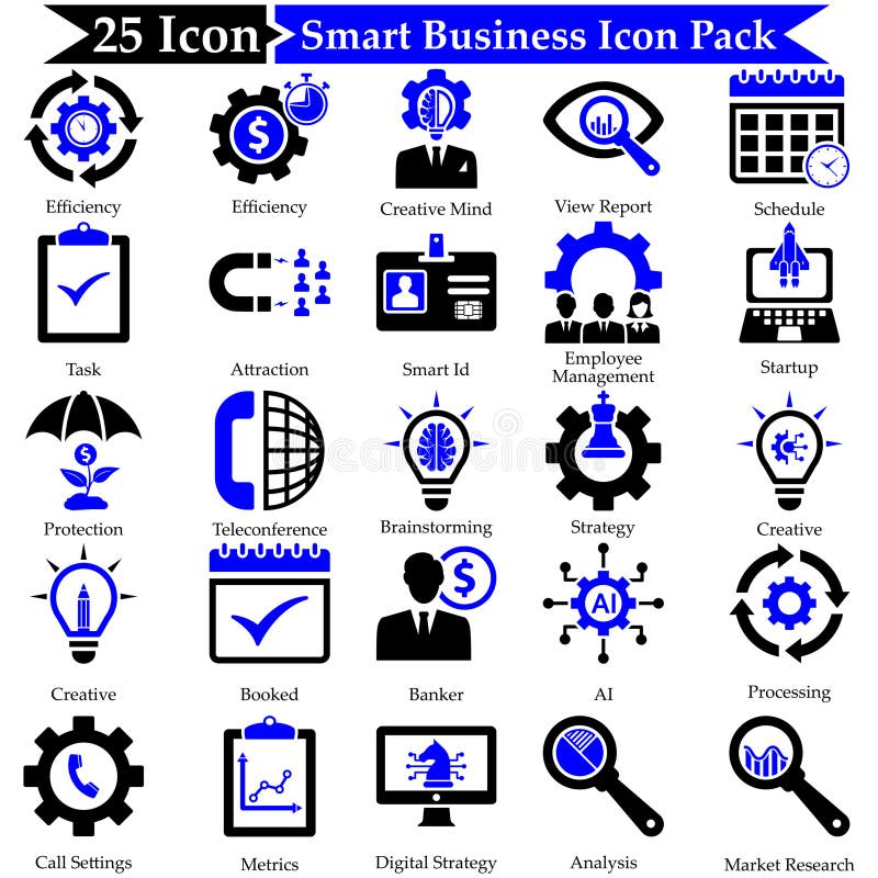 Smart Business Icon Pack stock vector. Illustration of creative - 392824937