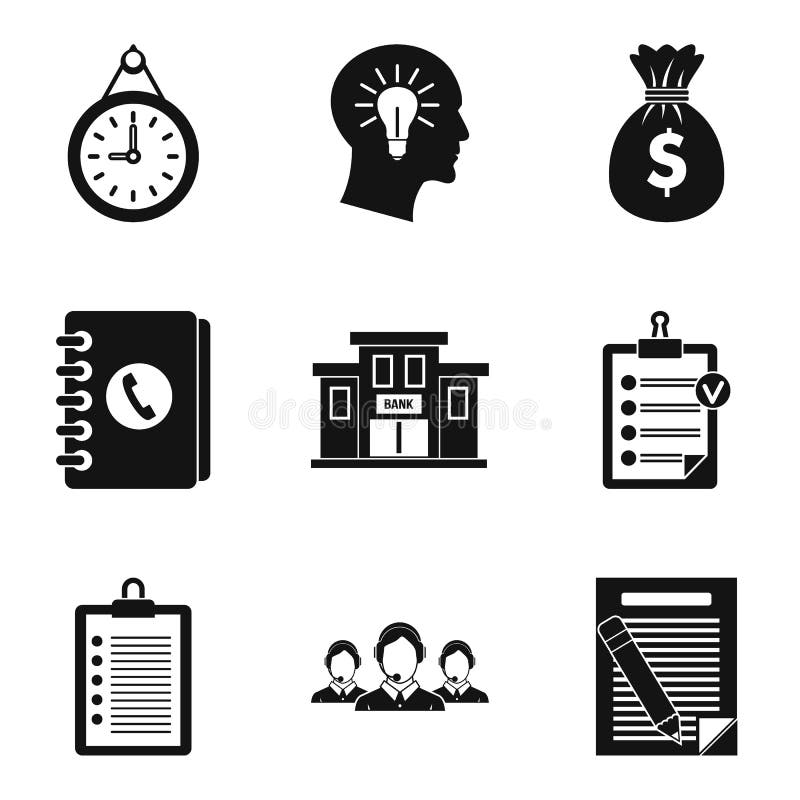 Smart Business Icons Set, Simple Style Stock Vector - Illustration of ...