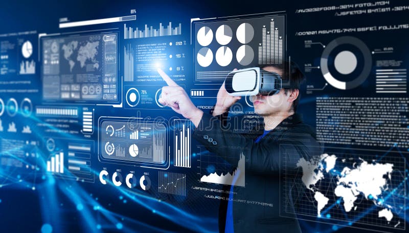 Smart Business Man with Goggles Working while Using AI Technology ...