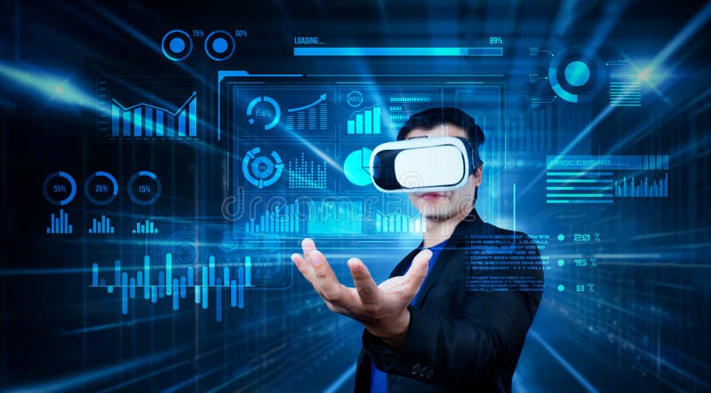 Smart Business Man with Goggles Working while Using AI Technology ...