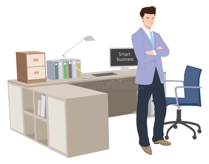 Smart Business man stock vector. Illustration of desk - 42620280