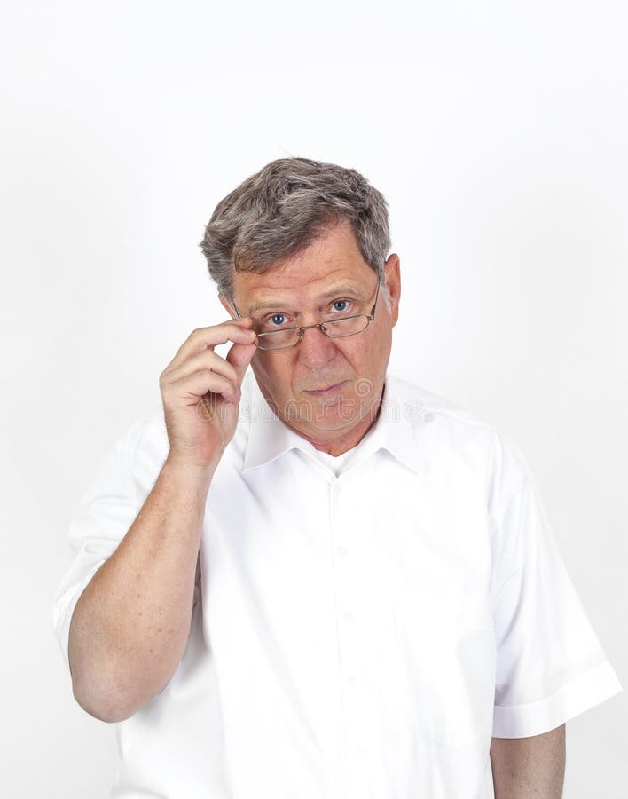 Smart Business Man in White Shirt Looks at His Arm Watch Stock Photo ...