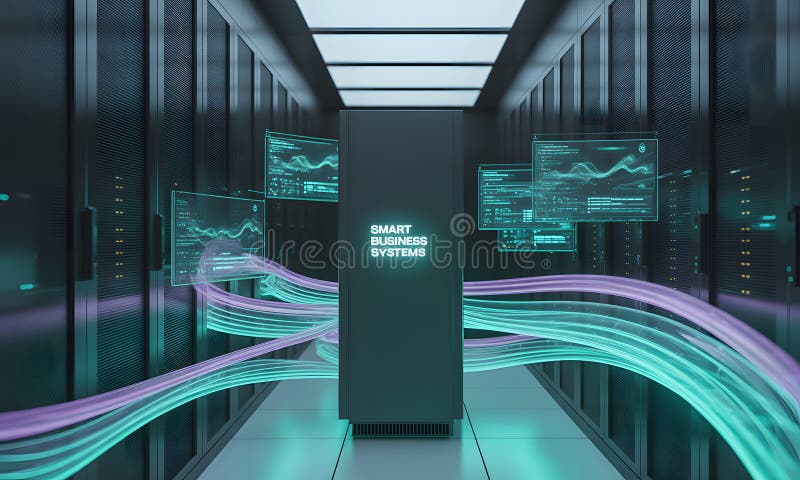 Smart Business Systems Server Room Stock Illustration - Illustration of ...