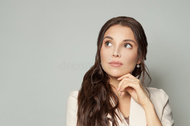 Smart Business Woman Looking Up Portrait Stock Photo - Image of ...