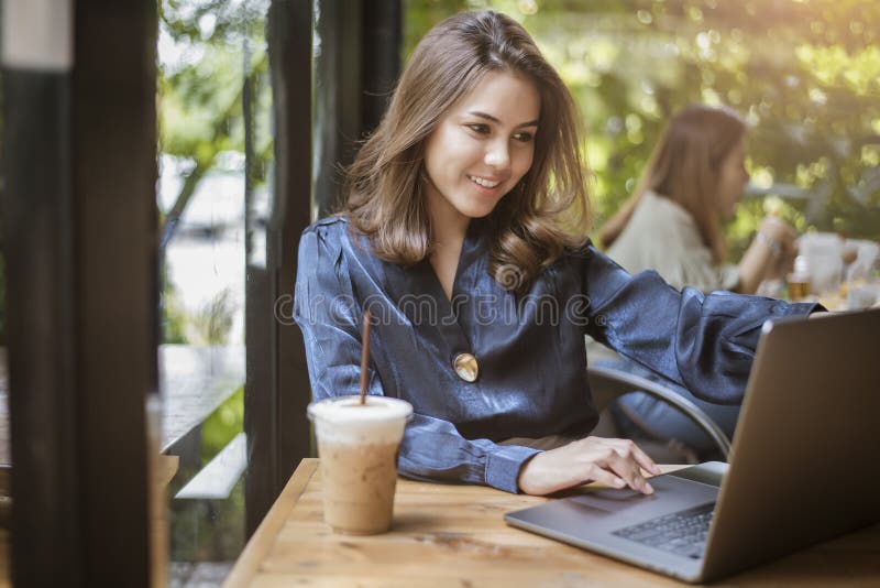 Smart Business Woman is Working with Computer Stock Image - Image of ...