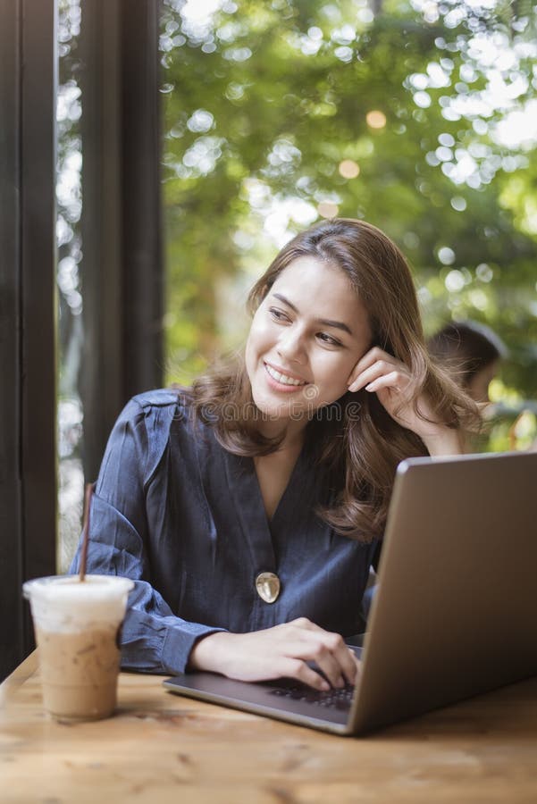 Smart Business Woman is Working with Computer Stock Image - Image of ...