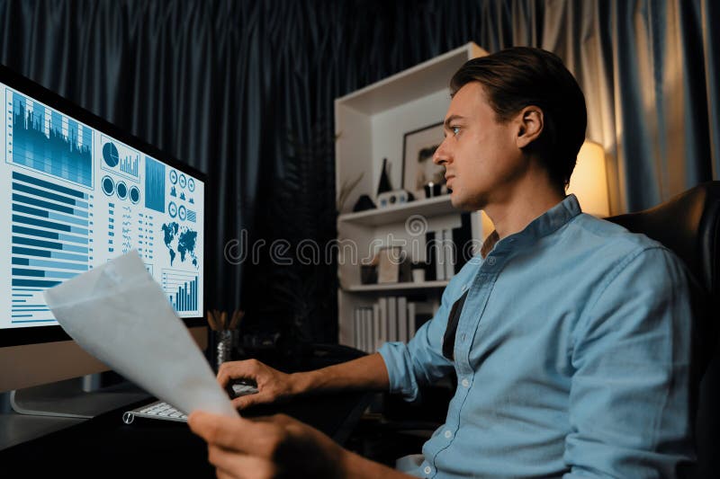 Smart Businessman Analyzing Business Paragraph Marketing Analysis ...