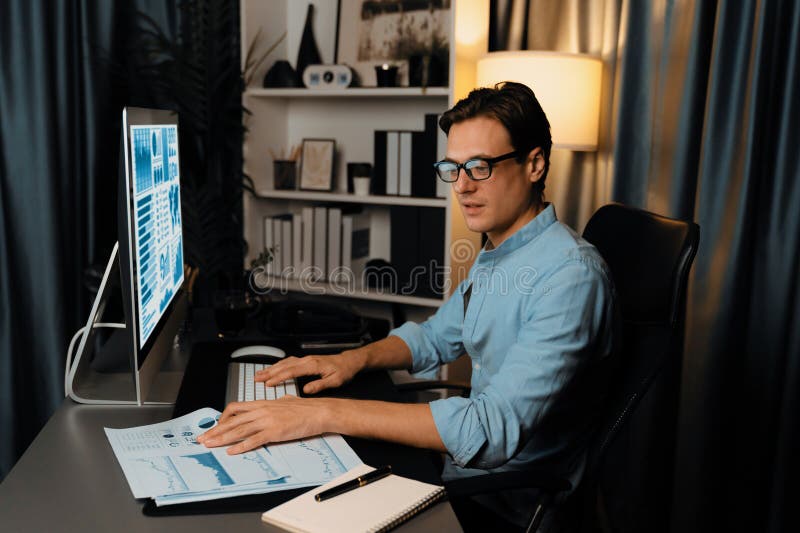 Smart Businessman Analyzing Business Paragraph Marketing Analysis ...