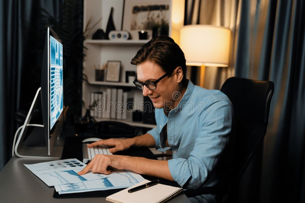 Smart Businessman Analyzing Business Paragraph Marketing Analysis ...