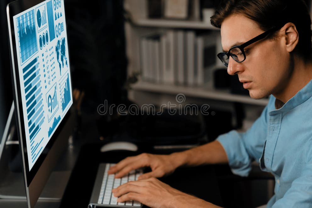 Smart Businessman Analyzing Business Paragraph Marketing Analysis ...