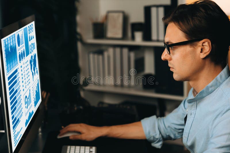 Smart Businessman Analyzing Business Paragraph Marketing Analysis ...