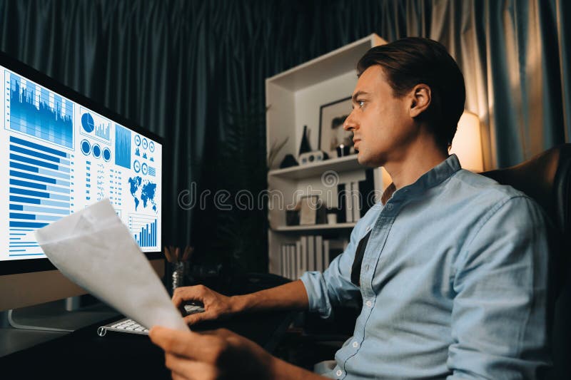 Smart Businessman Analyzing Business Paragraph Marketing Analysis ...