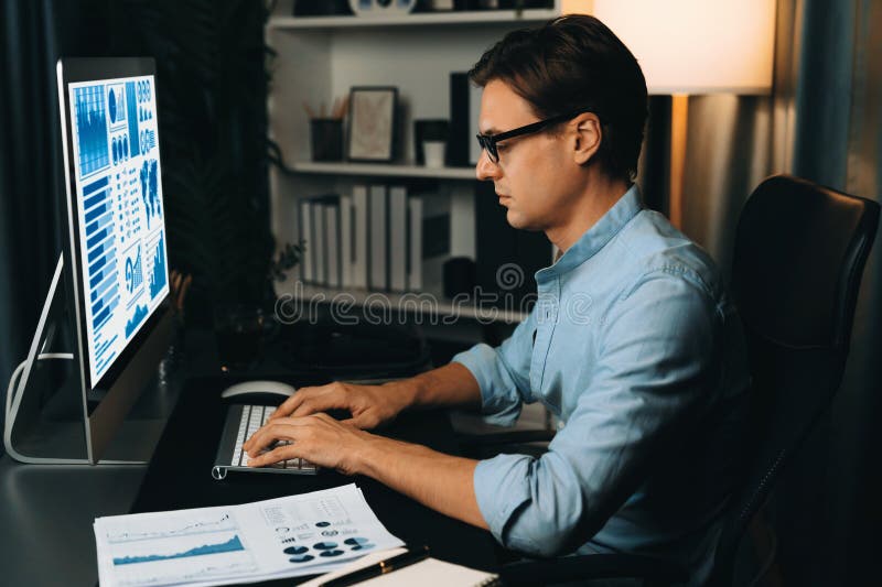 Smart Businessman Analyzing Business Paragraph Marketing Analysis ...