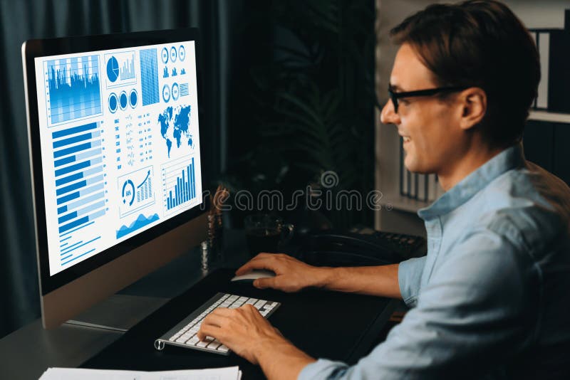 Smart Businessman Analyzing Business Paragraph Marketing Analysis ...