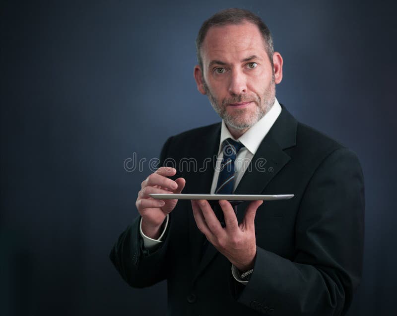 Smart Businessman Shows the Tablet PC Stock Photo - Image of download ...