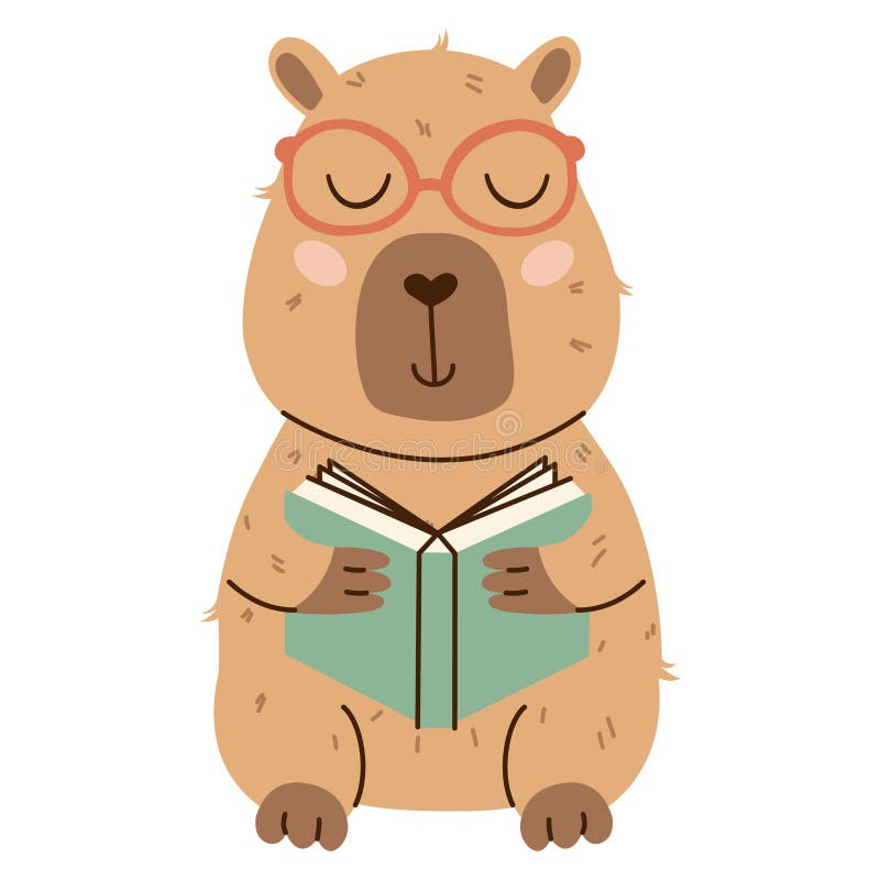 Smart Capybara Solving Math with a Calculator and Math Symbols. Flat ...