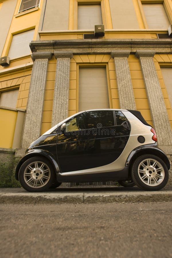 Yellow Smart Car stock image. Image of micro, street - 19250627