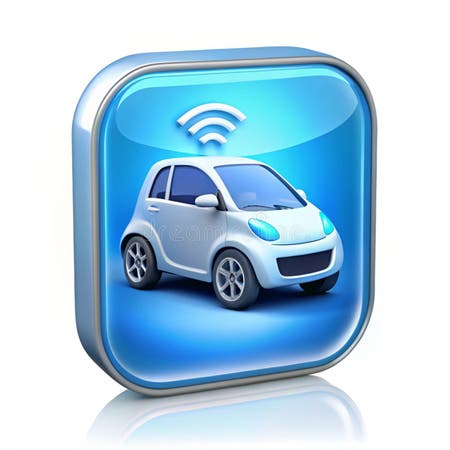 Smart car app 3D icon stock illustration. Illustration of digital - 357315921