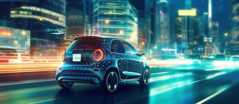 Smart Car. Autonomous Smart Car Scans the Road Stock Photo - Image of ...