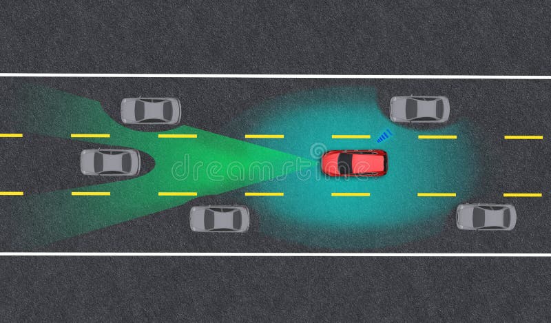 Smart Car, Autopilot, Self-driving Mode Vehicle with Radar Signal ...