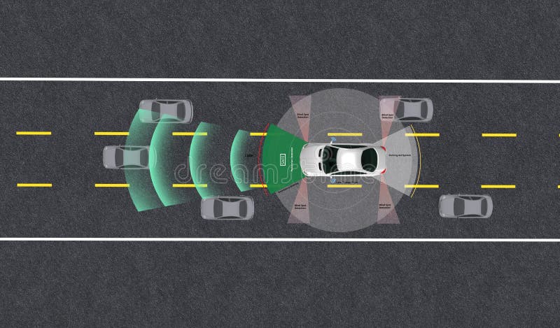 Smart Car, Autopilot, Self-driving Mode Vehicle with Radar Signal ...