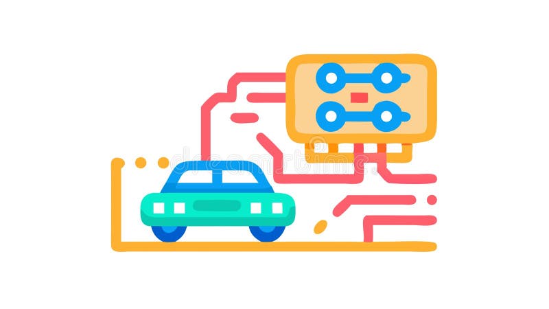 Smart Car with Connected Circuits, Autonomous Driving, Vector Design ...