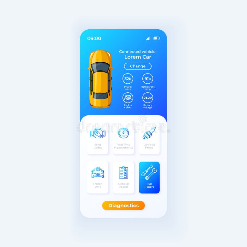 Car Diagnostics App Cartoon Smartphone Interface Vector Templates Set ... Car Diagnostics App Cartoon Smartphone Interface Vector Templates Set ...