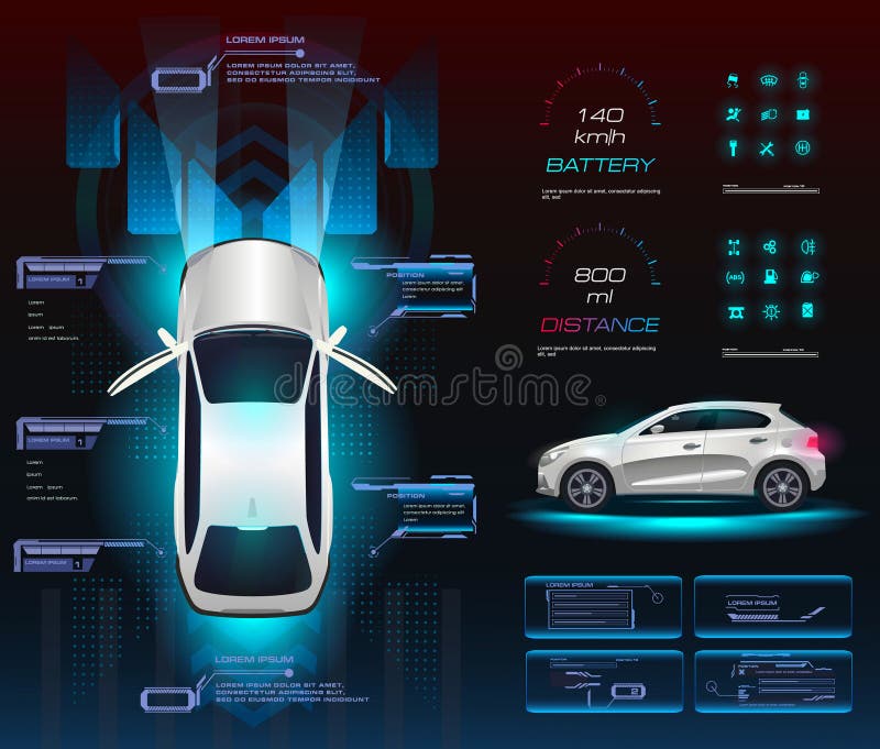 Smart Car. Futuristic User Interface. Application with Settings ...