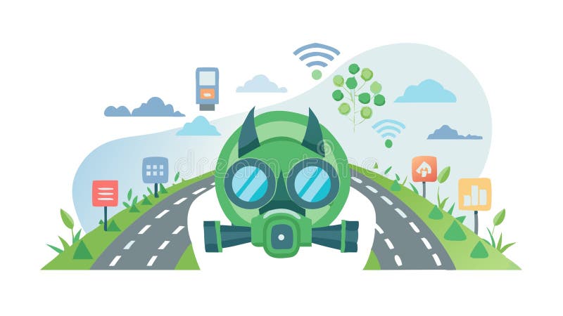 Smart Car on Highway and Connected Autonomous Driving Icon, Vector ...