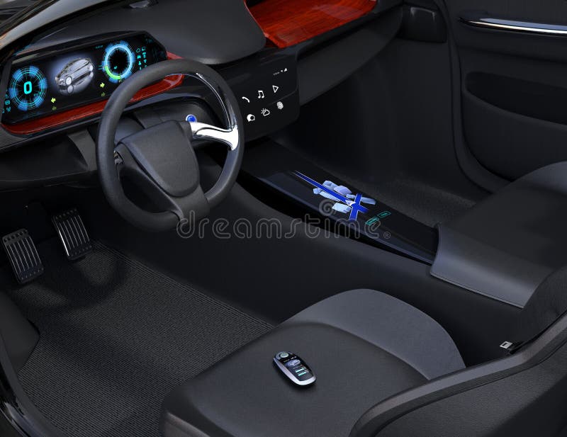 Smart Car Key on Electric Car`s Passenger Seat Stock Illustration ...