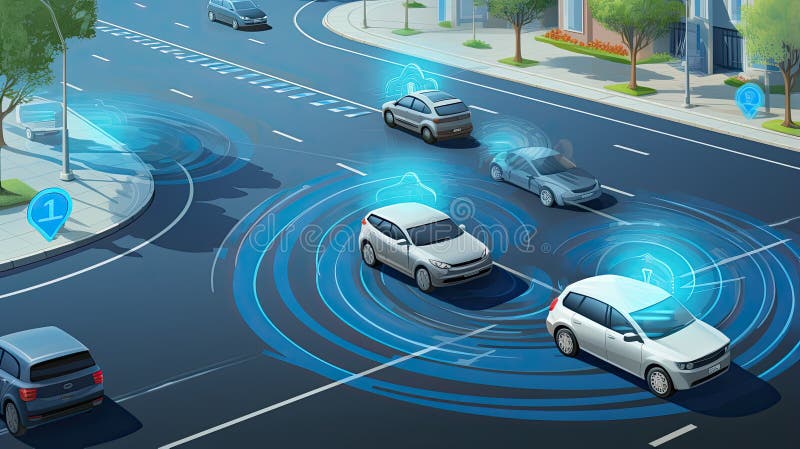 Smart Car Radar Detection System Stock Illustration - Illustration of ...