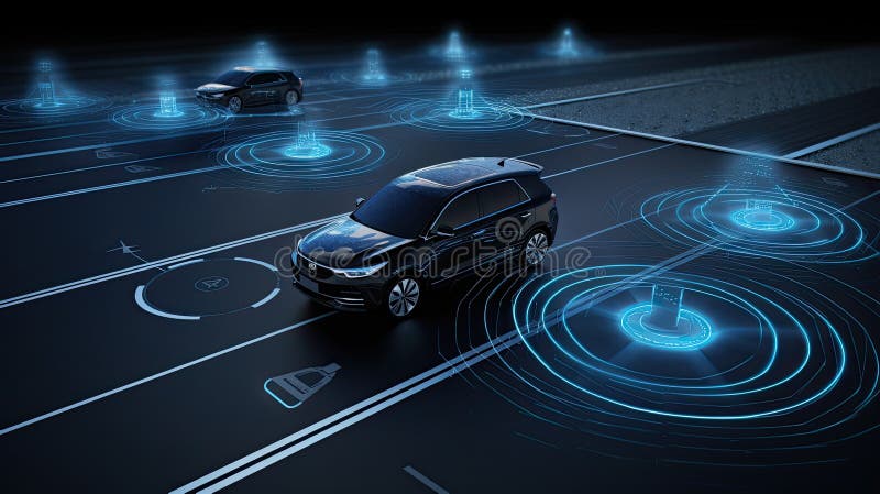 Smart Car Radar Detection System Stock Illustration - Illustration of ...
