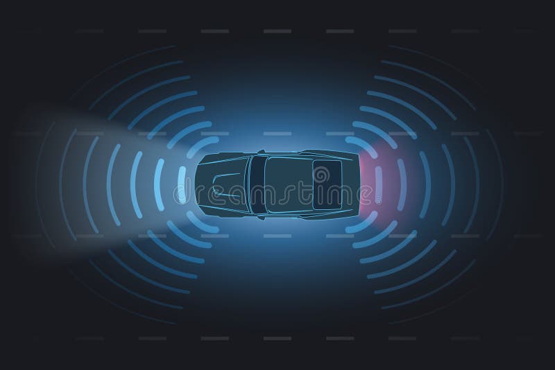 Smart car scan on the road stock vector. Illustration of driverless ...