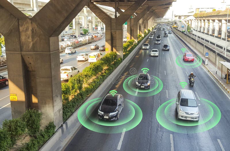 Smart Car, Self-driving Mode Vehicle with Radar Signal System Editorial ...