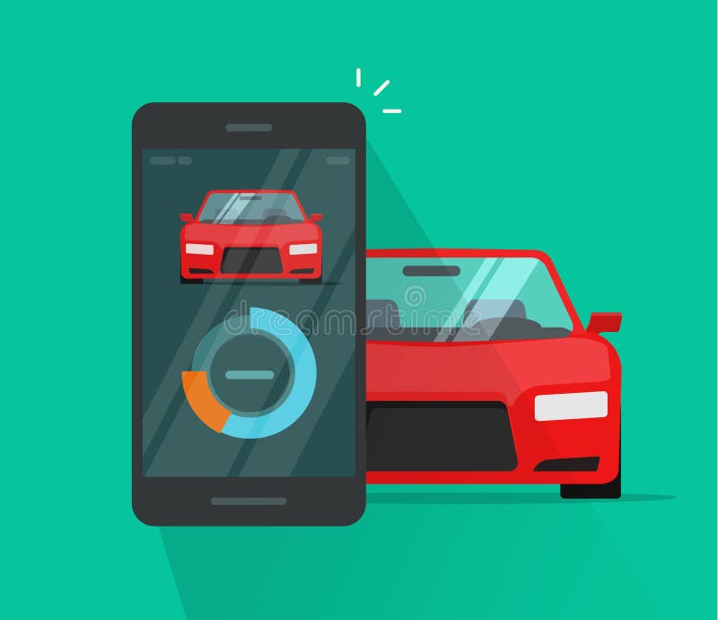 Smart Car and Smartphone Dashboard System Data Vector Illustration ...