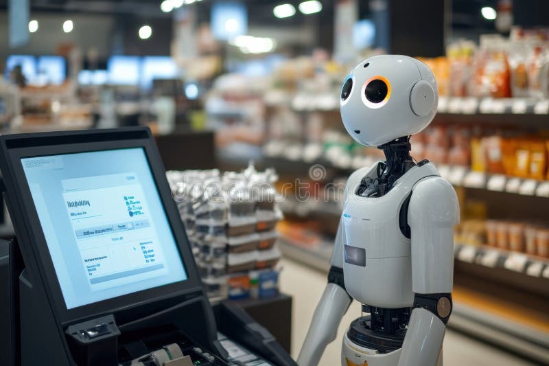 Smart Cashier Automates Checkout Process Modern Supermarket Setting ...