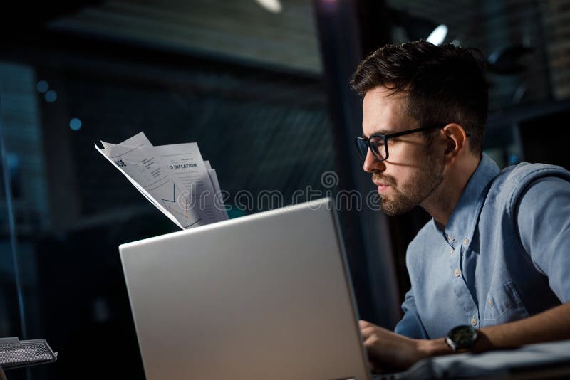 Overworked Man with Documents in Office Stock Image - Image of ...
