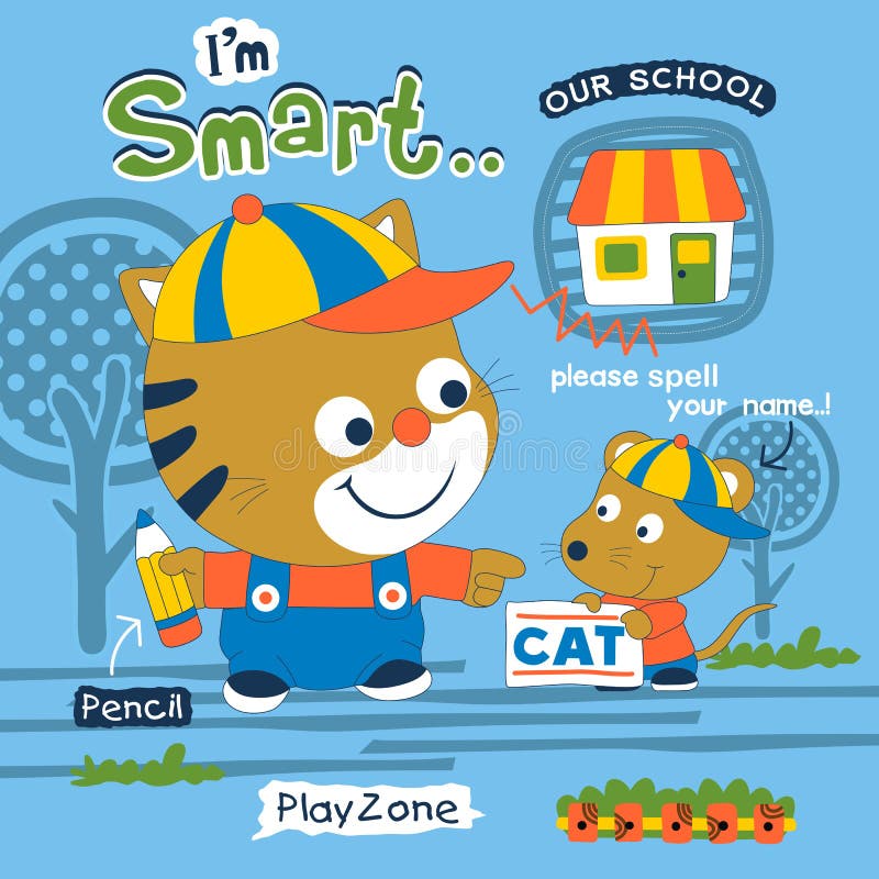 Smart cat stock vector. Illustration of cartoon, vector - 90791060