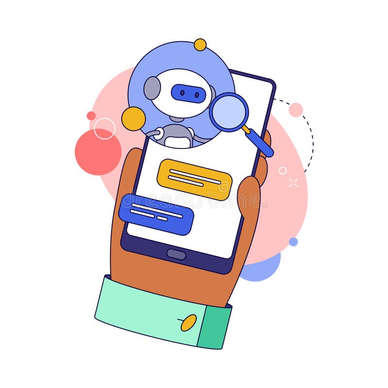 Smart Chatbot or Virtual Assistant in Phone Stock Illustration ...
