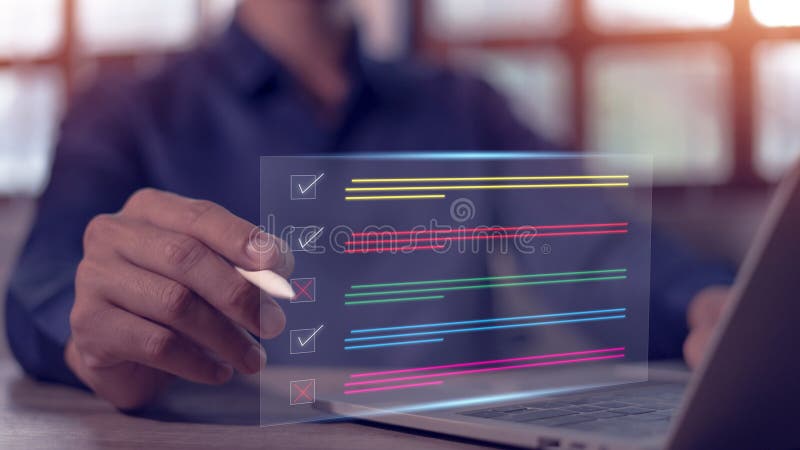 Smart Checklist on Virtual Screen a Man Uses a Marker To Explore Topics ...