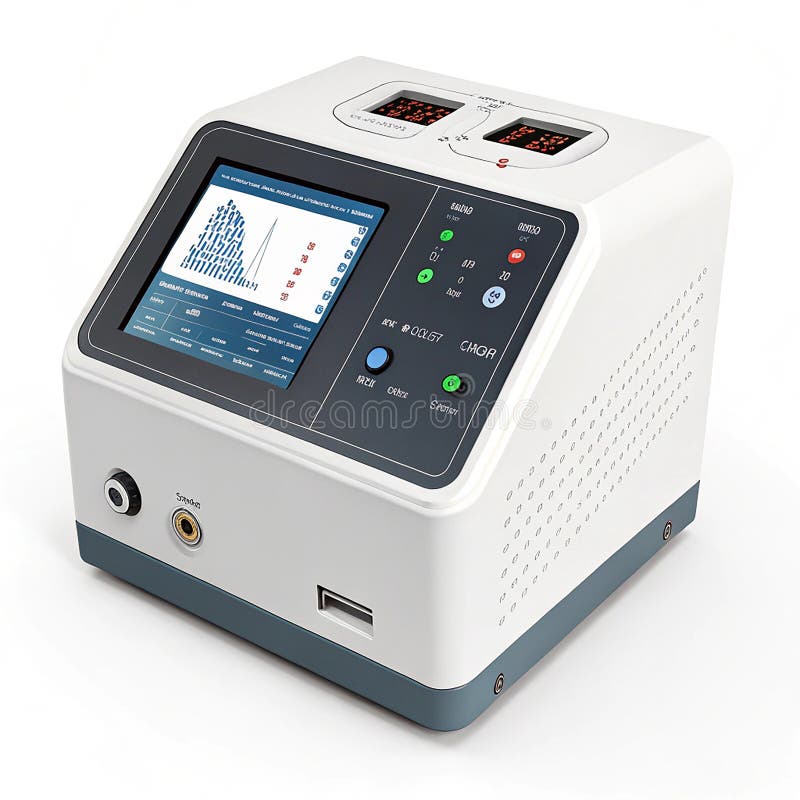 Smart Chemical Analyzer with Glowing Screen Stock Illustration ...
