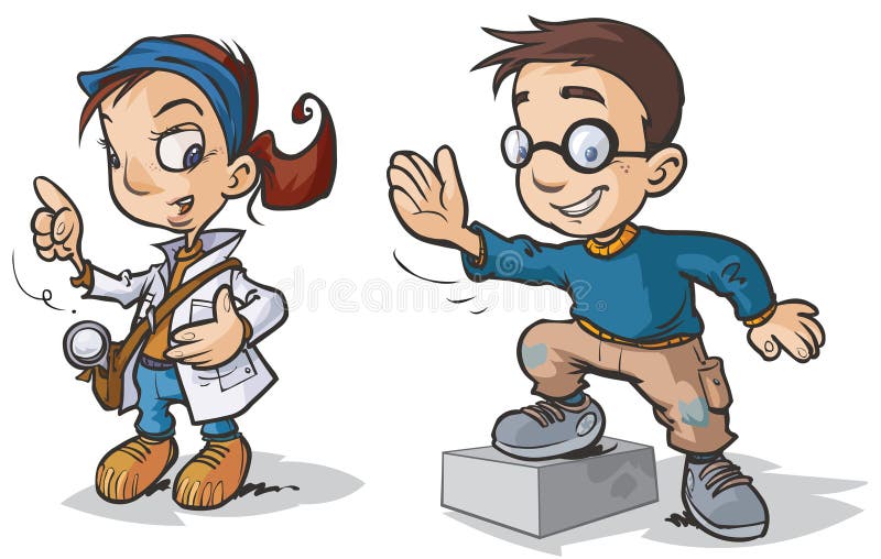 Smart Children Cartoon Characters. Stock Vector - Illustration of smart ...