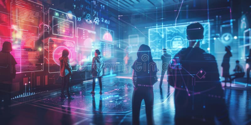 Smart Children Interacting with Digital Screens in Futuristic Classroom ...