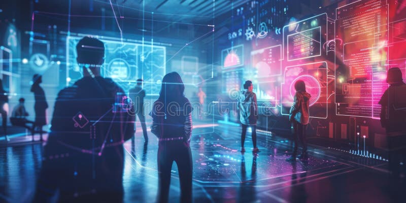 Smart Children Interacting with Digital Screens in Futuristic Classroom ...