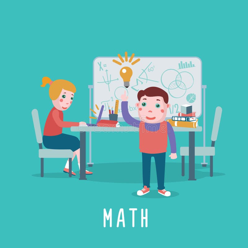 Smart Children. Kids are Studying Math in a Classroom. Stock Vector ...