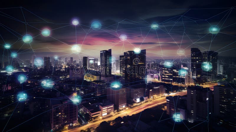 Smart Cities IoT Sensors Connectivity High Contrast Three Generative AI ...