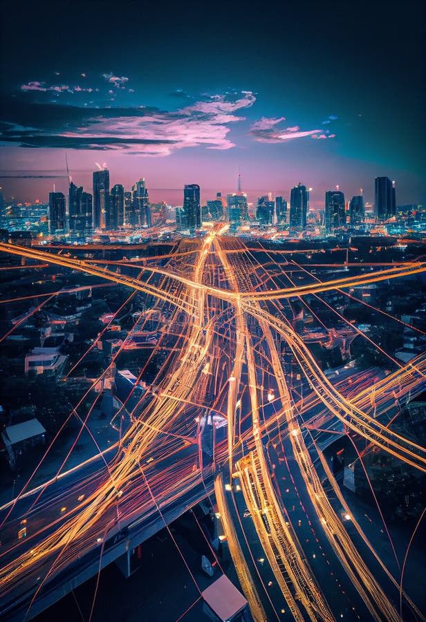 Smart City and Abstract Connection Lines and Aesthetic Intricate Wave ...