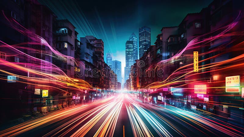 Smart City and Abstract Connection with Speed Line Light, Big Data ...