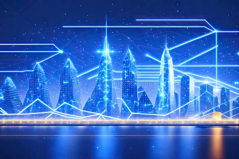 Smart City and Abstract Dot Point Connect with Aesthetic Intricate Wave ...